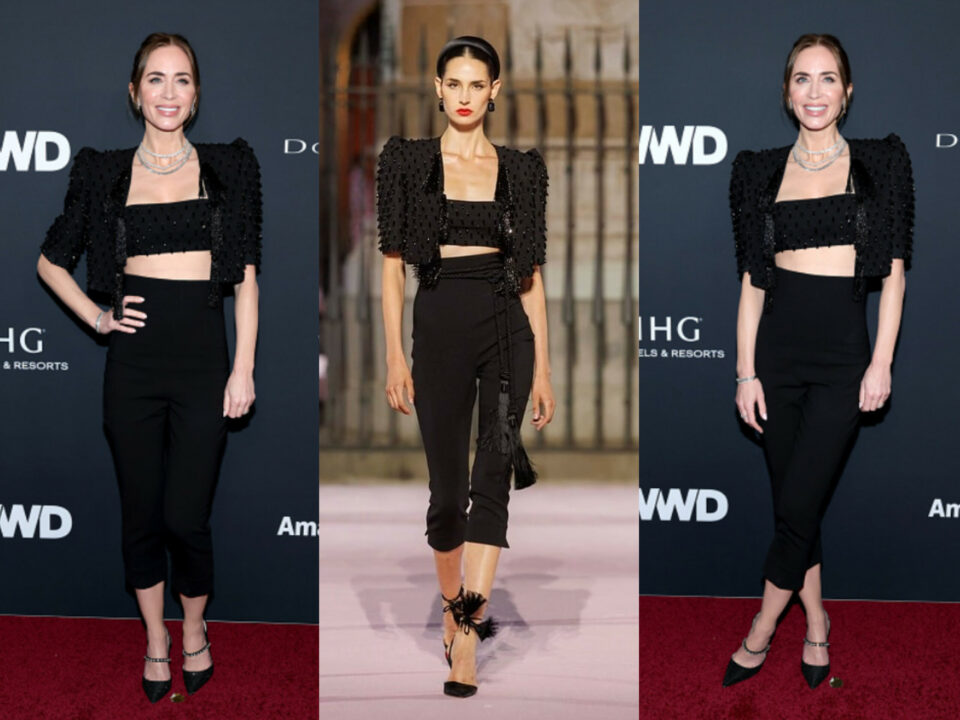 Emily Blunt Shines in Carolina Herrera Monochromatic Elegance at the ...